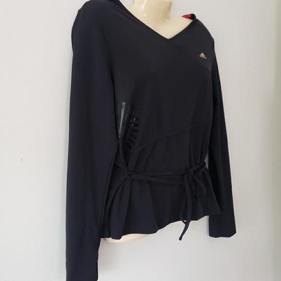 adidas | Tops | Adidas Clima365 Black Wrap Tie Active Top Medium | Poshmark
